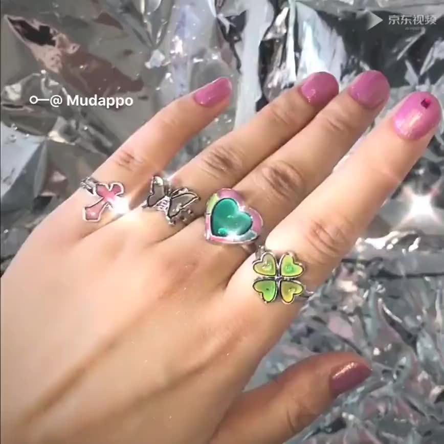 Various Mood Rings Color Butterfly Heart Star Animal Changing Emotion ...