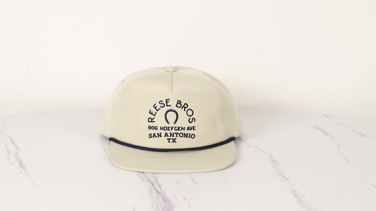 Custom Flat Bill Adjust Rope Bill Hat 5 Panel Nylon Unstructured ...