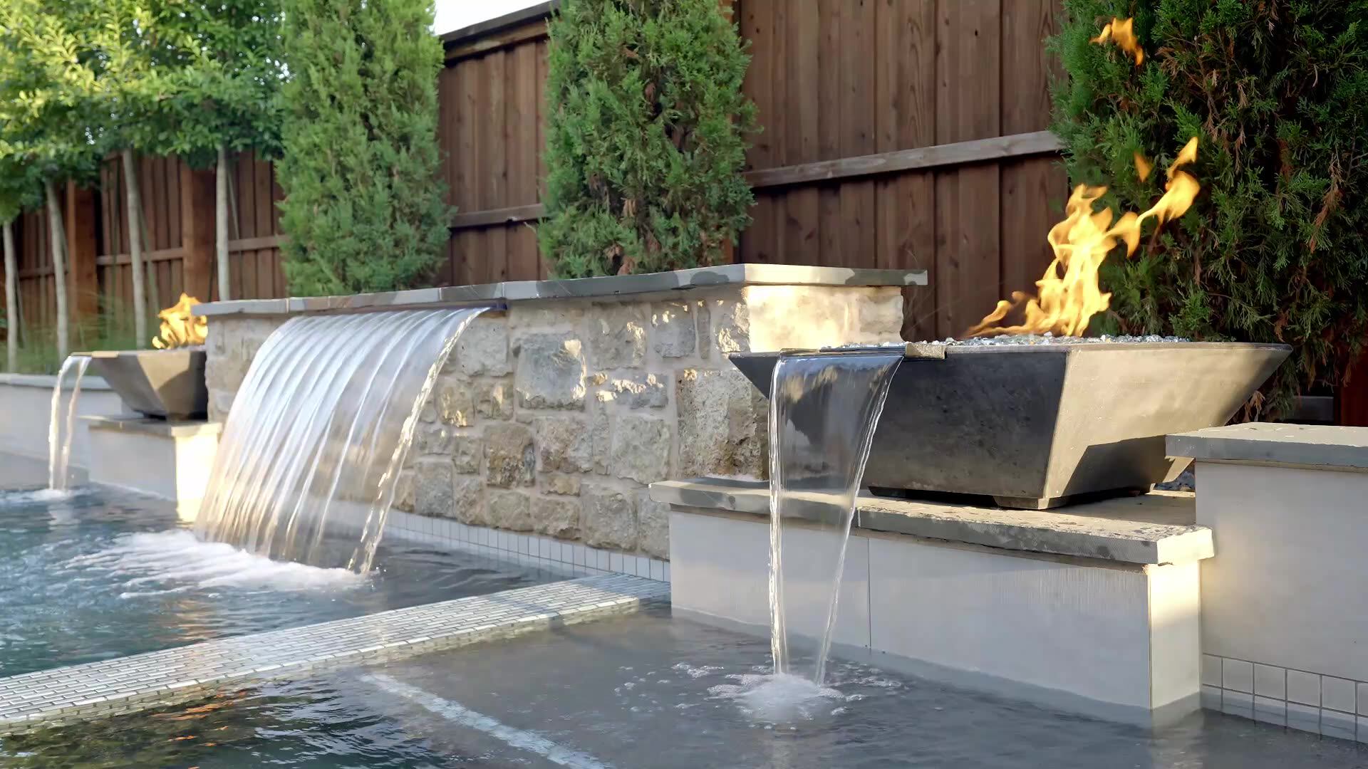 Swimming Pools Fire Bowl Outdoor Corten Steel Water Feature Gas Fire ...