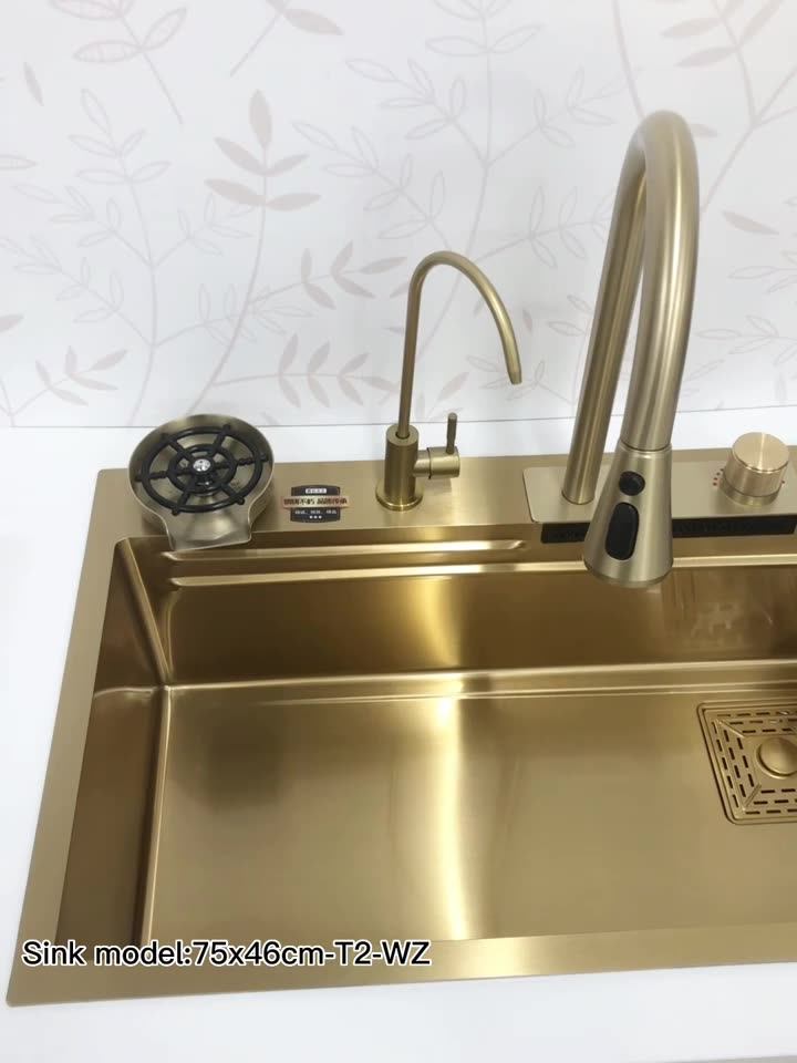 Multifunction Black Undermount Modern Waterfall Smart Kitchen Sinks ...