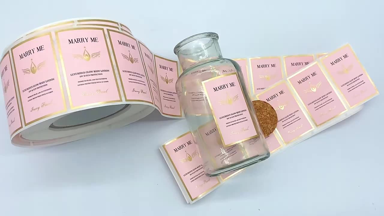 Custom Luxury Gold Foil Logo Perfume Sticker Transparent Vinyl Roll For ...