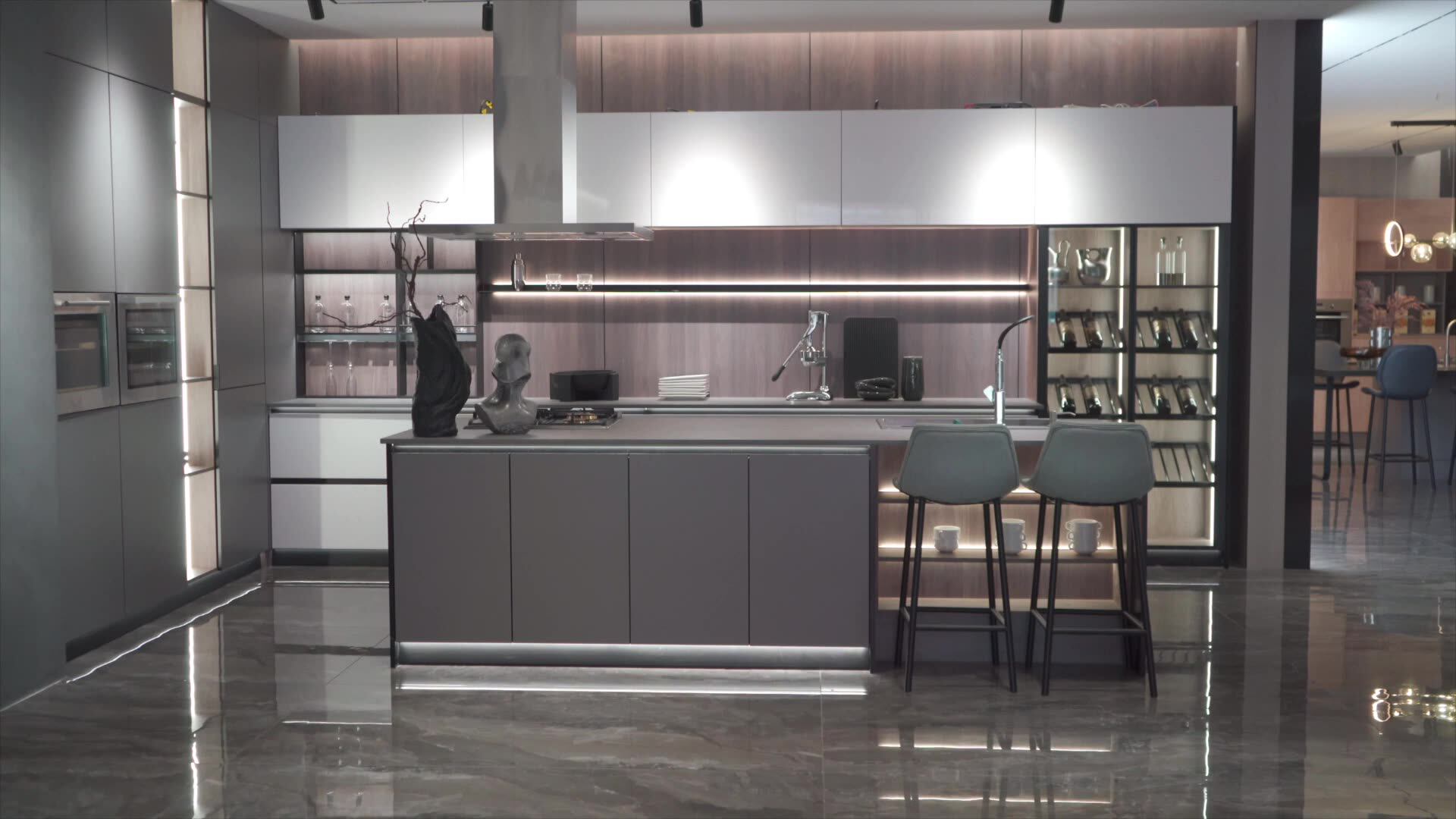 Pa Mdf White Lacquer Designs Modular Modern Island Kitchen Cabinet ...