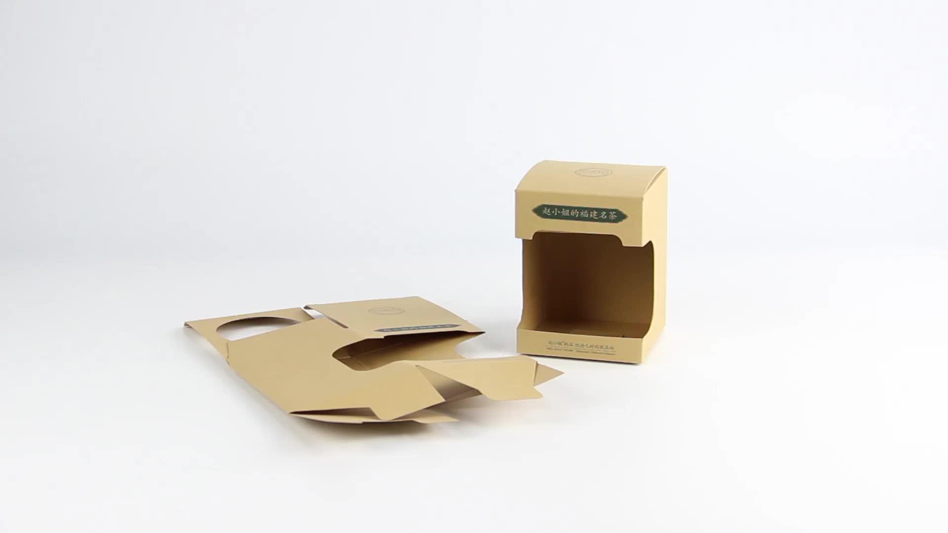 Custom Print Folding Recycled Small Brown Kraft Paper Box With Window ...