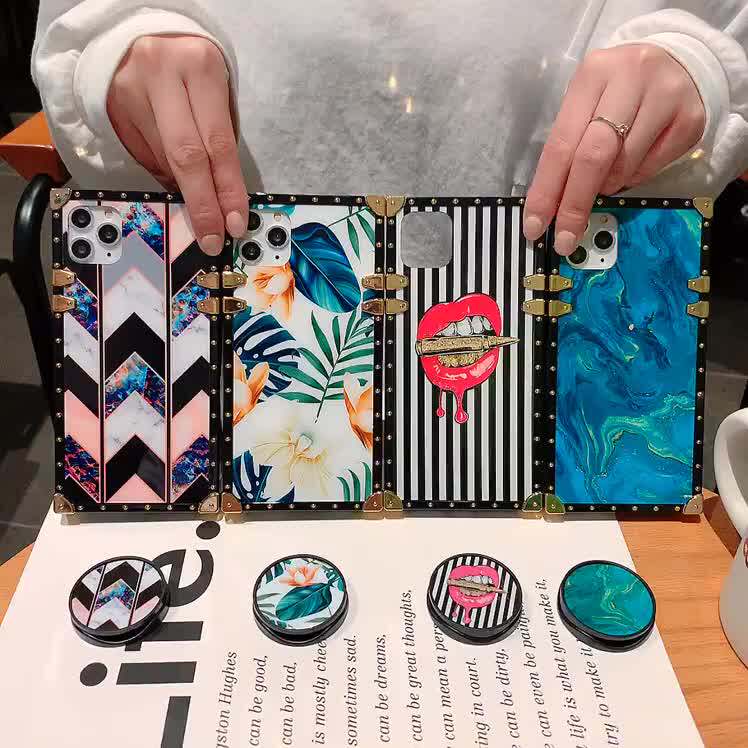 Leaves Flowers Retro Elegant Luxury Square Phone Case For Iphone ...