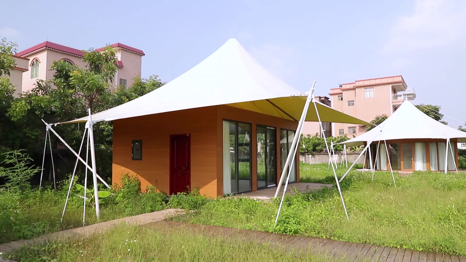 Luxury Canvas Glamping Prefabricated Top Safari Snail Shape Cotton ...