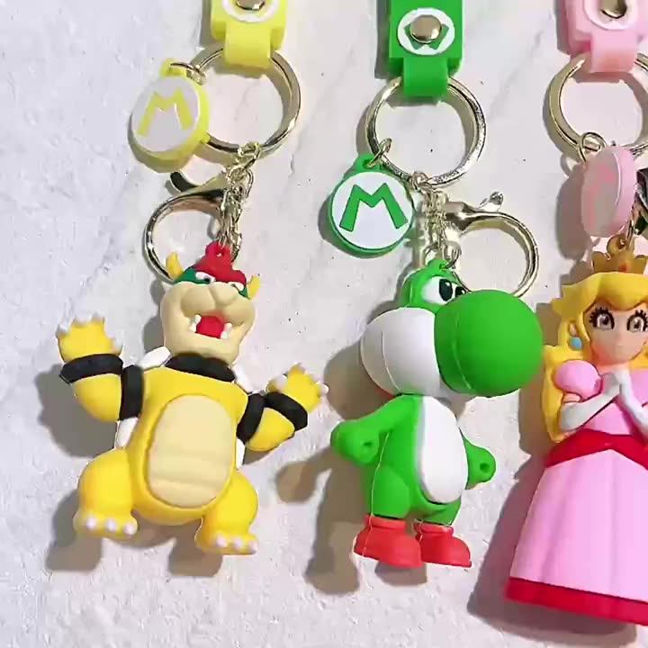 Cartoon Super Mario Bros Anime Pvc Keychains Promotional Custom Mario ...