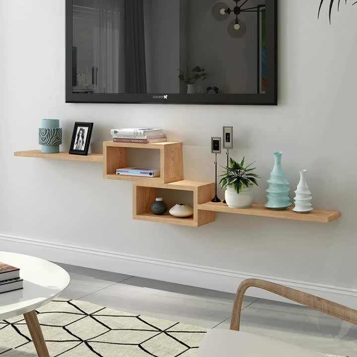 Solid Wood Set-top Box Rack Living Room Tv Wall Decoration Shelf ...