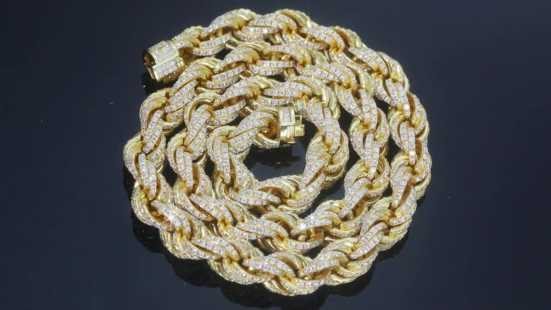 Pass Diamond Tester 8mm-14mm Full Vvs Moissanite Iced Out Rope Chain ...