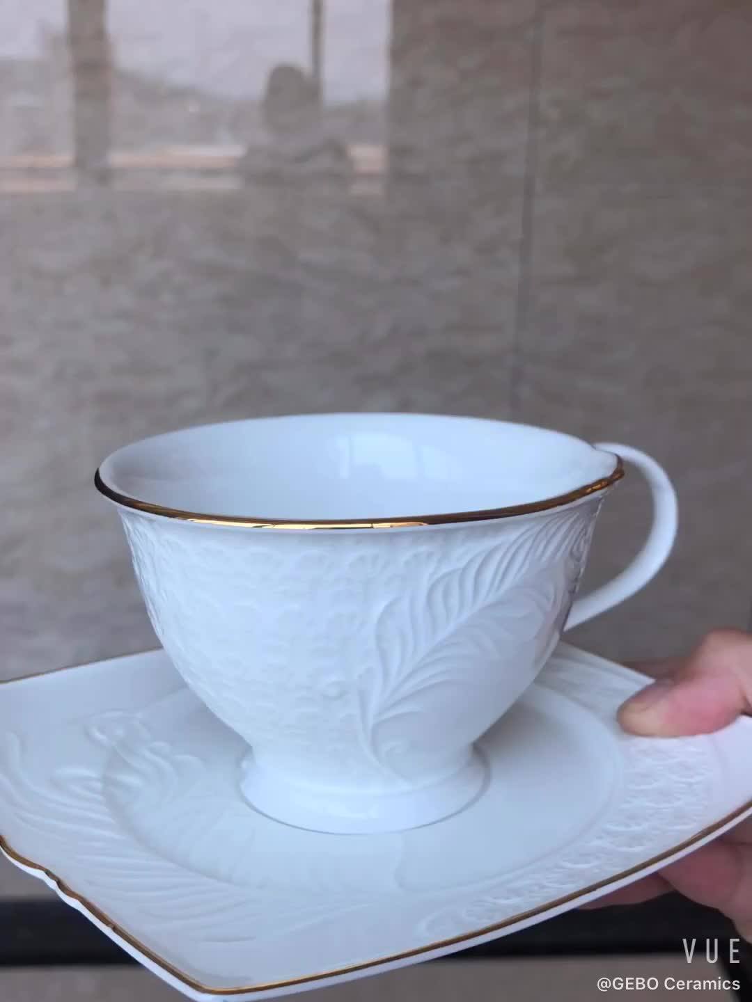 Wholesale Turkish Peacock Flower Decor Porcelain Gold Rim Tea Coffee ...