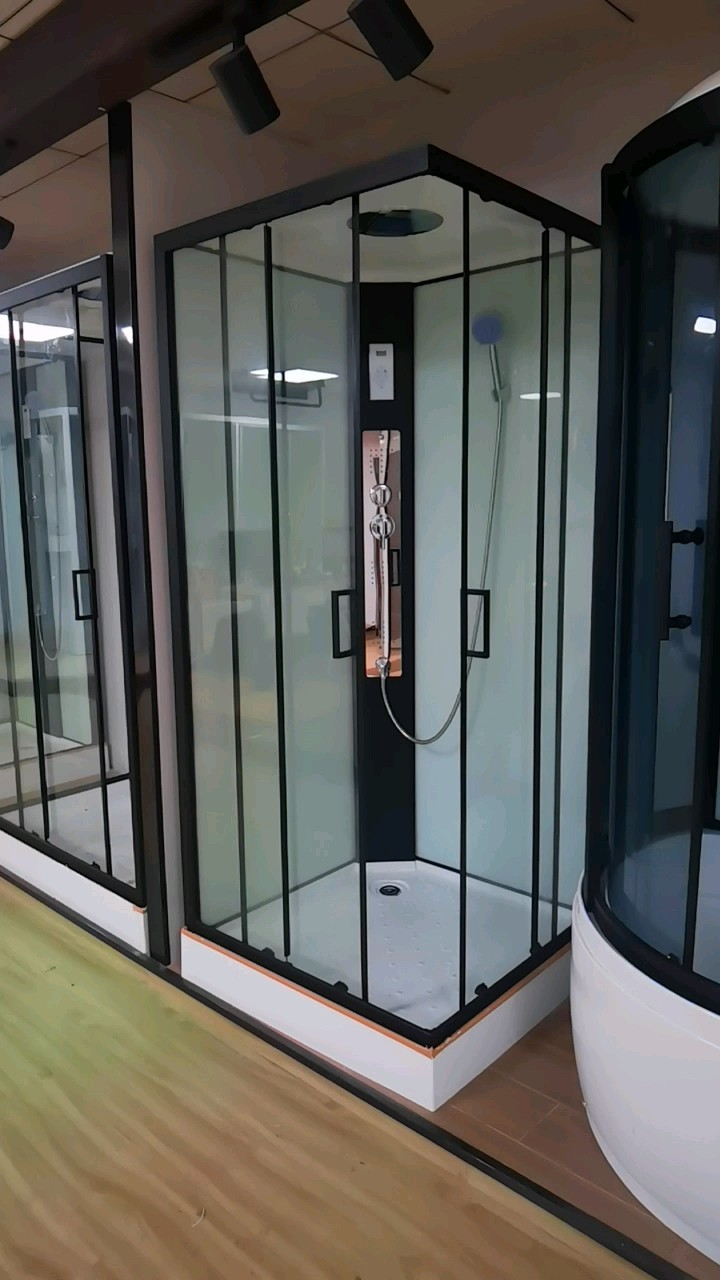 China Luxury Black Aluminum Steam Hydro Massage Tempered Glass Shower ...