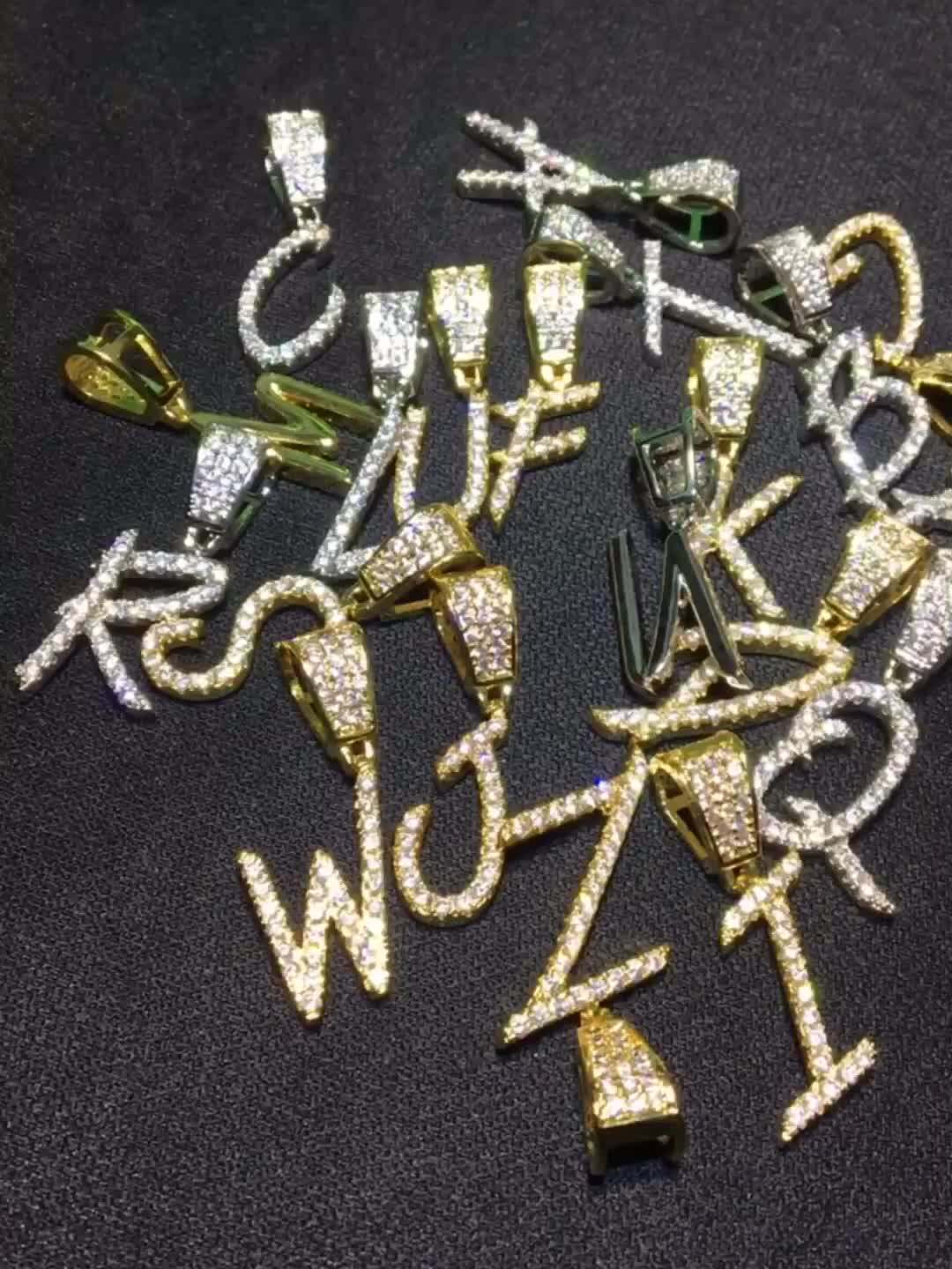 2019 New Cursive Writing Initial Letters Charm Monogram Small Cz Letter ...