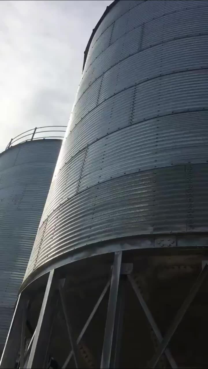 Grain Storage Silo For Chicken Farms 200 Tons Of Cone-bottomed Vertical ...