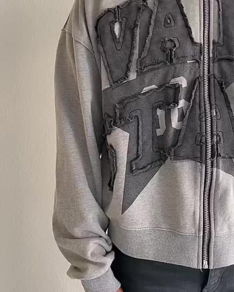 Custom High Quality Streetwear Wash Cut And Sew Zip Up Applique Hoodie ...