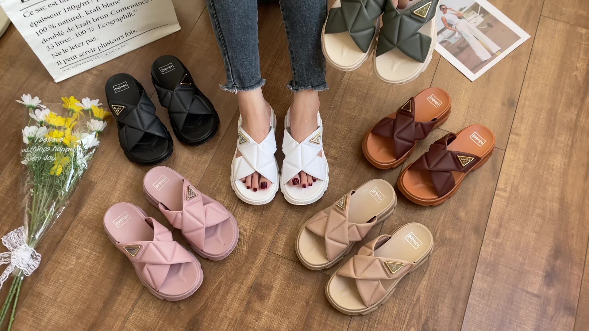 Popular Design Non-slip Thick-soled Super Soft Beach With Logo Woman ...