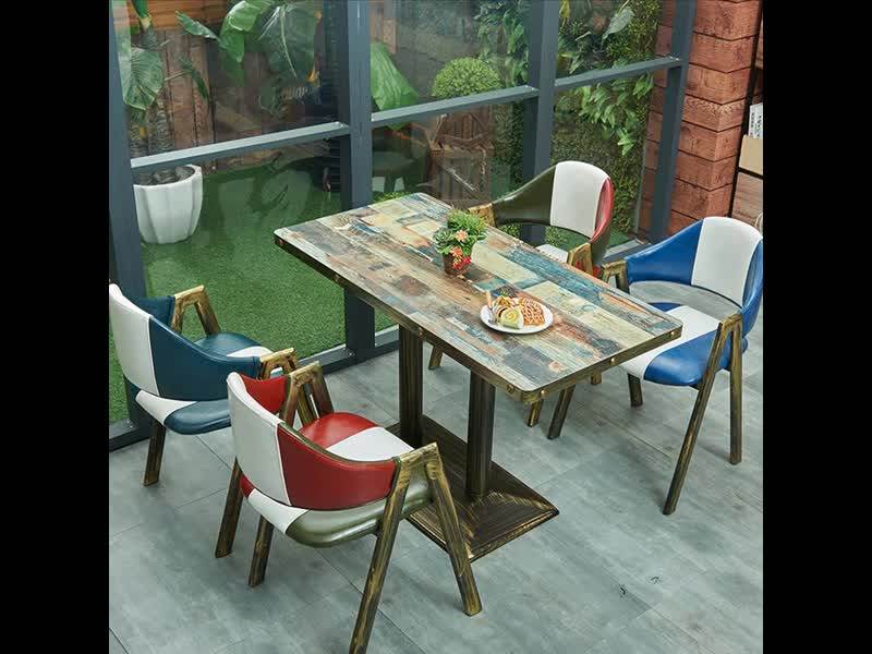 Modern Restaurant Cafeteria Gold Metal Tables And Chairs - Buy Metal ...