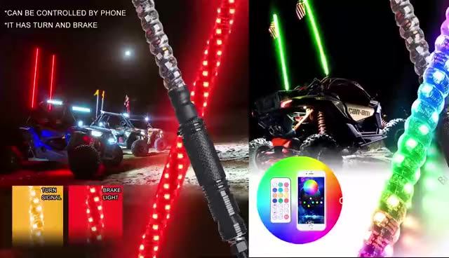 3/4/5/6ft Led Whip Light Rgb Waterproof Remote Control Wholesales Buggy ...