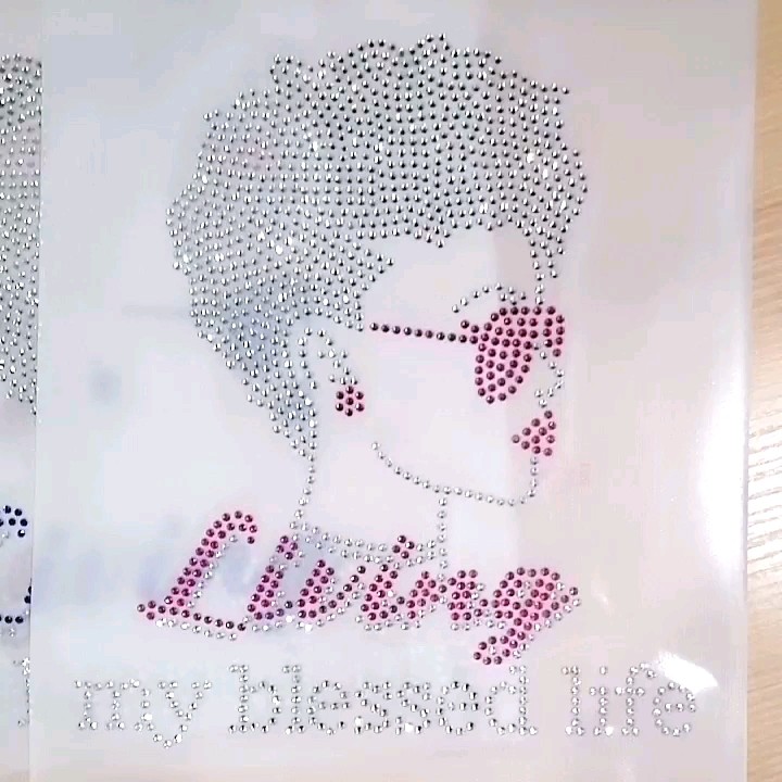Custom Living My Blessed Life Lady Hotfix Rhinestone Transfer Design ...