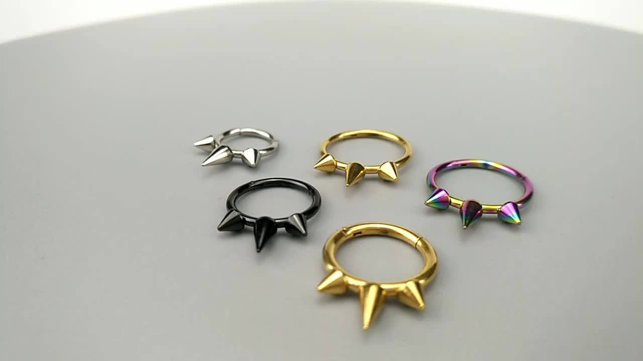 Spikes Seamless Clicker Ring Hinged Titanium Body Jewelry Piercing ...