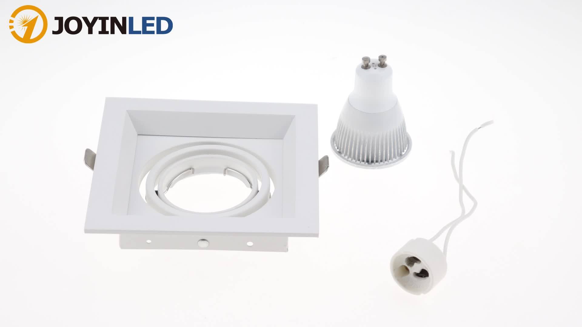 White Aluminum Adjustable Led Downlight Frame Square Recessed Gu10 Spot ...
