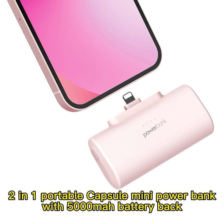 Mini Capsule Power Bank 5000ah Battery Pack Charger Compact Portable ...