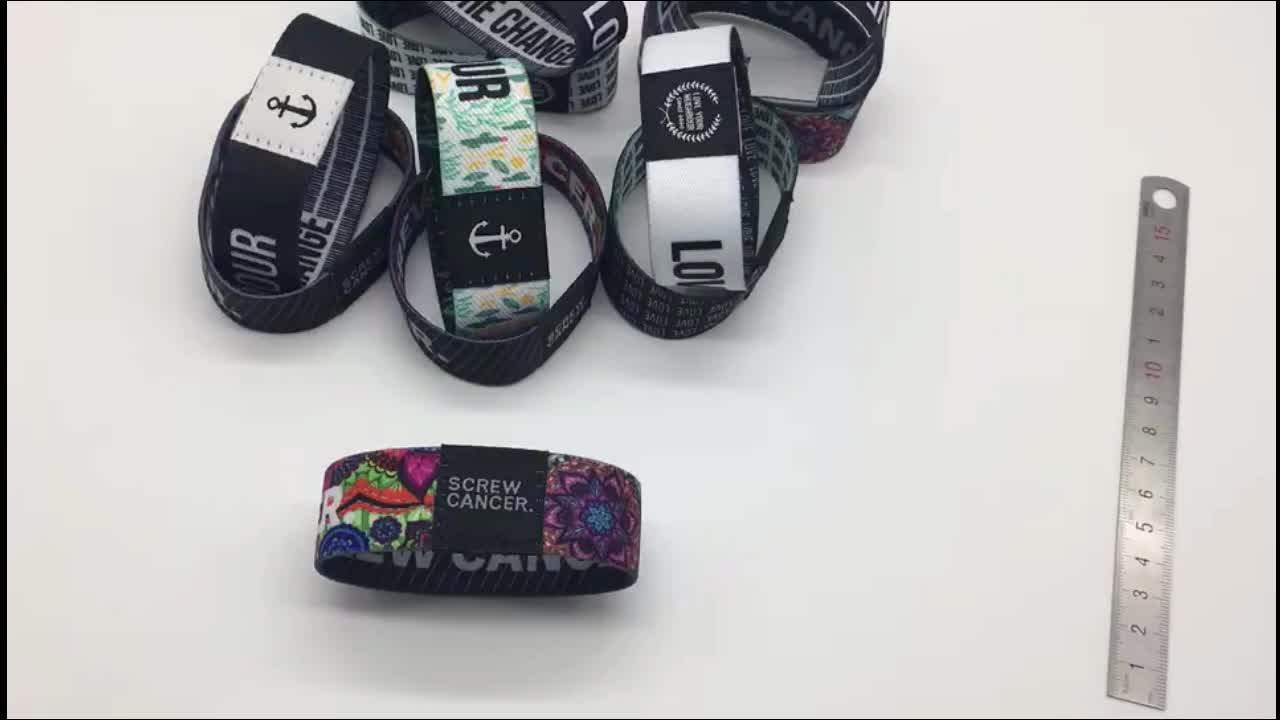 Custom Elastic Fabric Polyester Bracelet Event Wristband For Party With ...