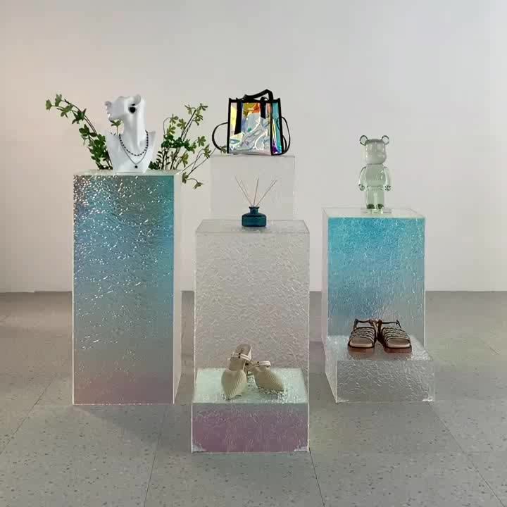 Customized Design Plexiglass Exhibition Plinth Plastic Cube Base ...