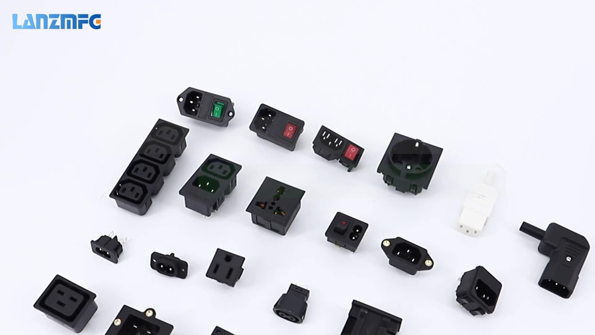 Lanzmfg Ac 전원 소켓 Iec 60320 C6 Pcb 핀 터미널 산업 3 개월 화이트 블랙 표준 접지 Lz-6-4p5p3 ...