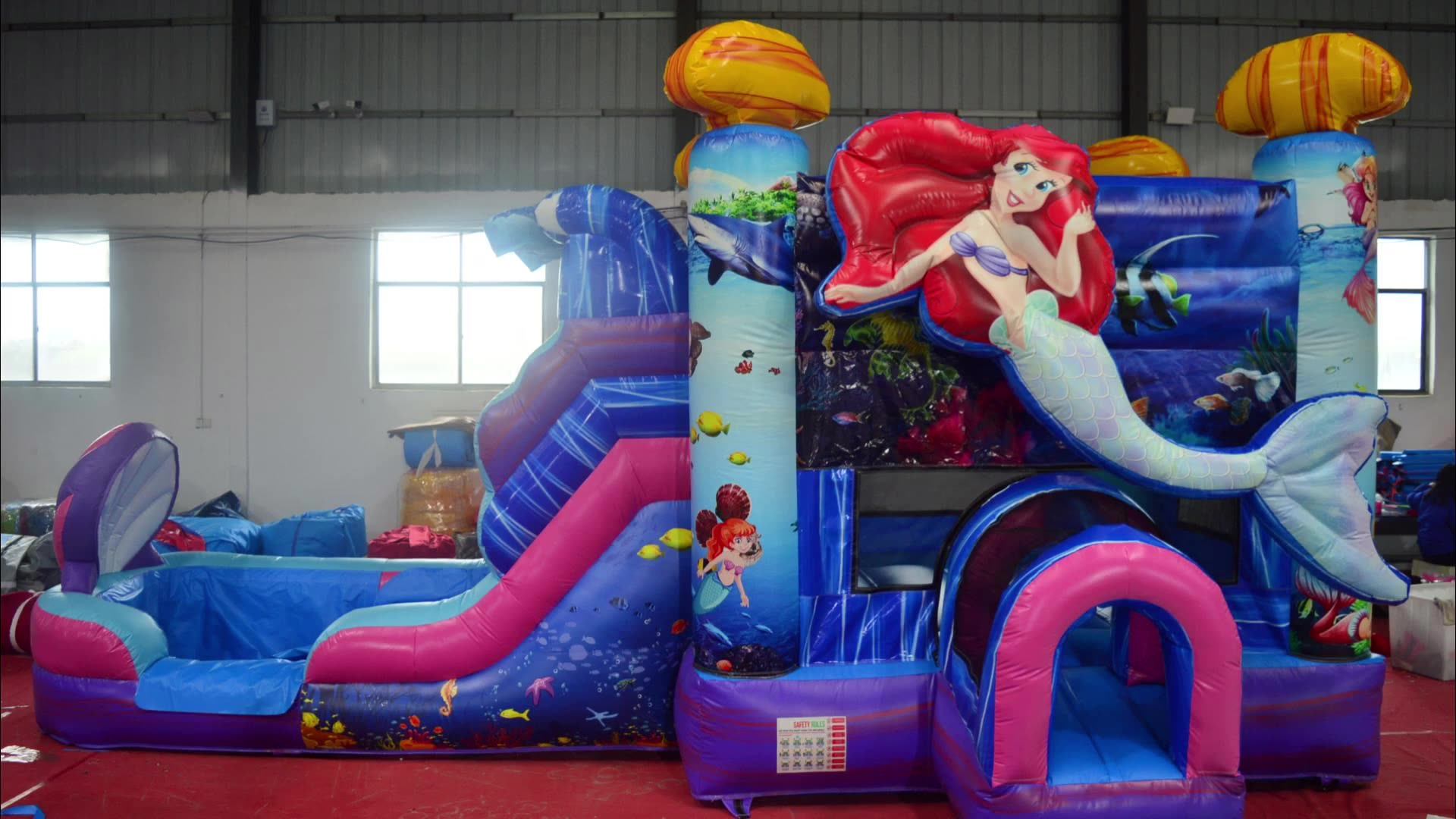 Commercial Mermaid Under The Sea Dry And Wet Bounce House Slide Combo ...