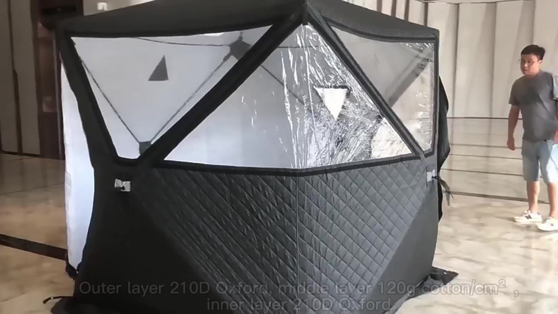 Outdoor 3-4 Person 4 Season Sauna House Large Window Chimney Mouth ...