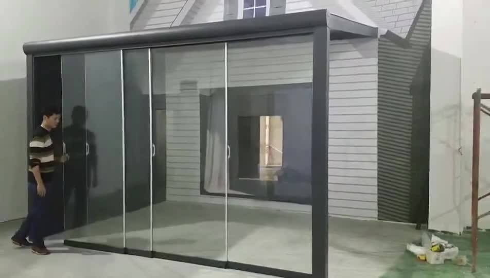 Gazebo Atap Kaca Terpasang Di Dinding,Luar Ruangan Dengan Pintu Geser ...