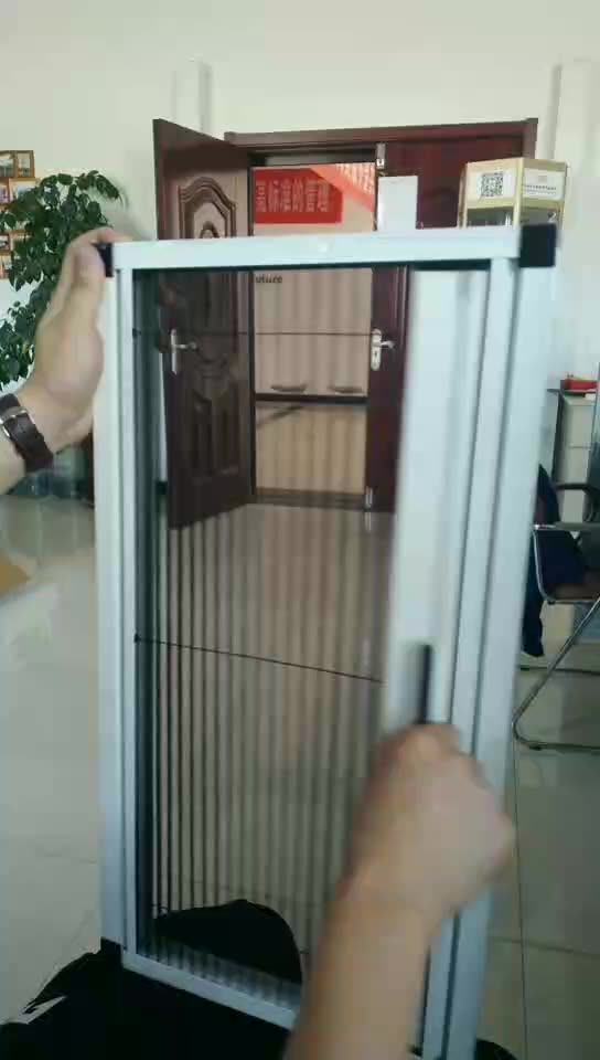 Aluminum Frame Retractable Fly Screen Pleated Mesh Sliding Screen Door ...