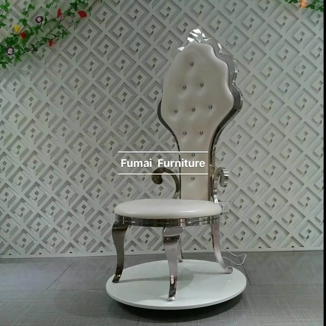 Leather Cushion Stainless Steel High Back Wedding Bride Groom Chair ...