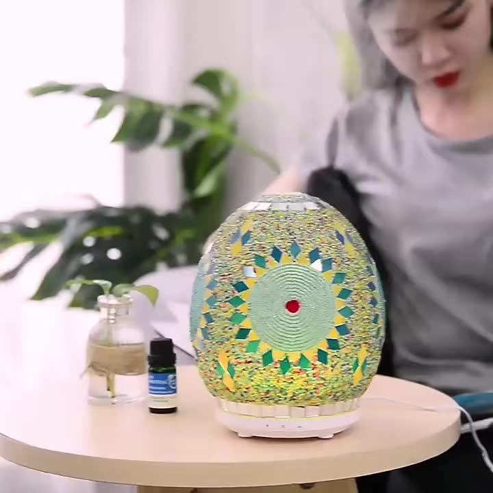 Mosaic Glass Cover Electric Aroma Diffuser Essential Oil 250ml Ultrasonic Humidifier - Buy ...