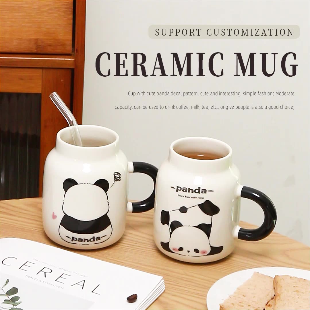 Creative Panda Ceramic Mug Breakfast Milk Coffee Mug Cute Cartoon ...