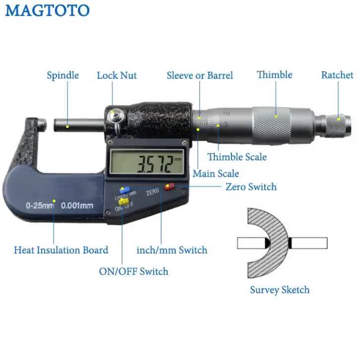 0-25mm 25-50mm 50-75mm 75-100mm Electronic Digital Outside Micrometer ...