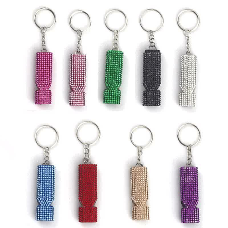 Diamond Whistle Keychain Colorful Rhinestone Flat Whistles Colorful ...