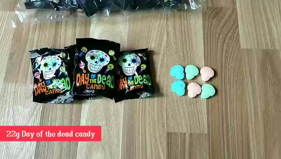 23g Halloween Chinese Skull Confectionery Halal Sour Sweet Press Candy ...