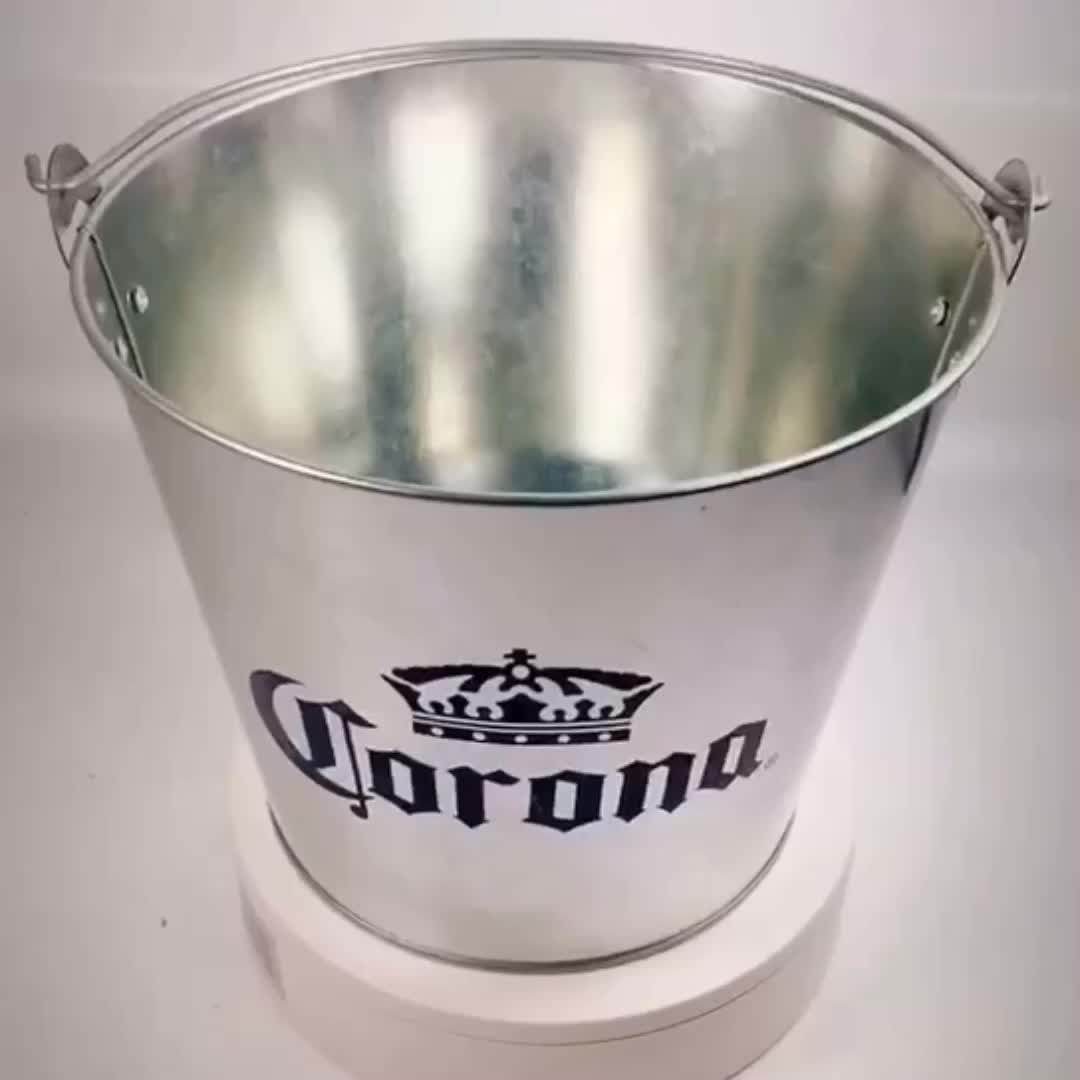 6l Round Beer Metal Ice Bucket Bar Promotional Galvanized Cooler - Buy ...