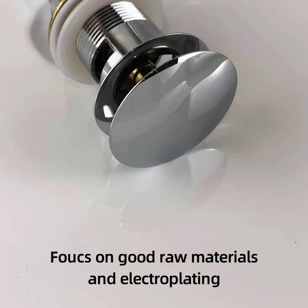 1 1/4" Push Pop Up Drain Stopper With Overflow Brass Pop Up Waste ...