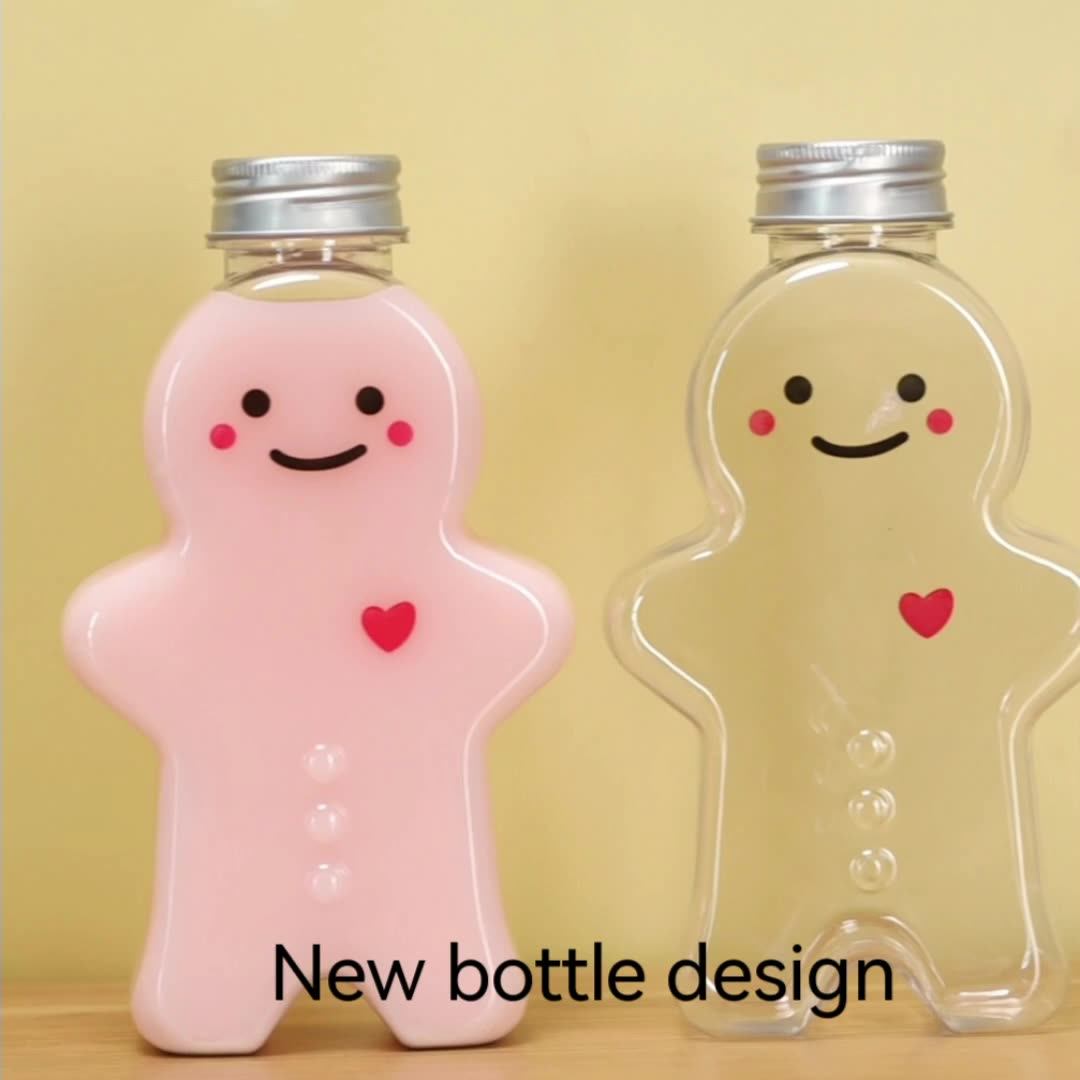 Cute Gingerbread Man Portable Shaker Drink Bottle Kitchen Milk Tea ...