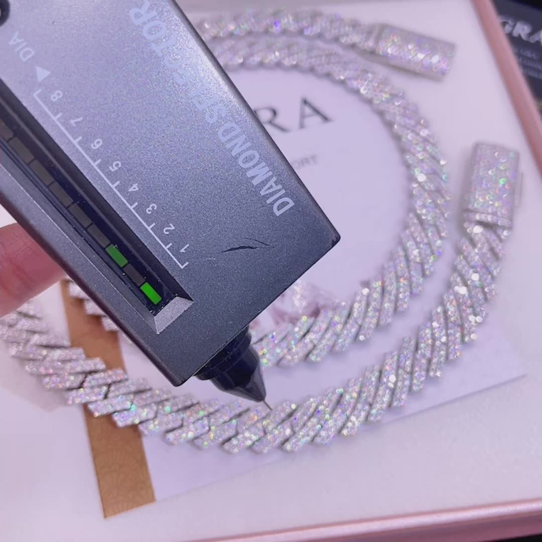 Moissanite Hip Hop Jewelry 925 Silver 10mm 12mm 13mm Iced Out Cuban ...