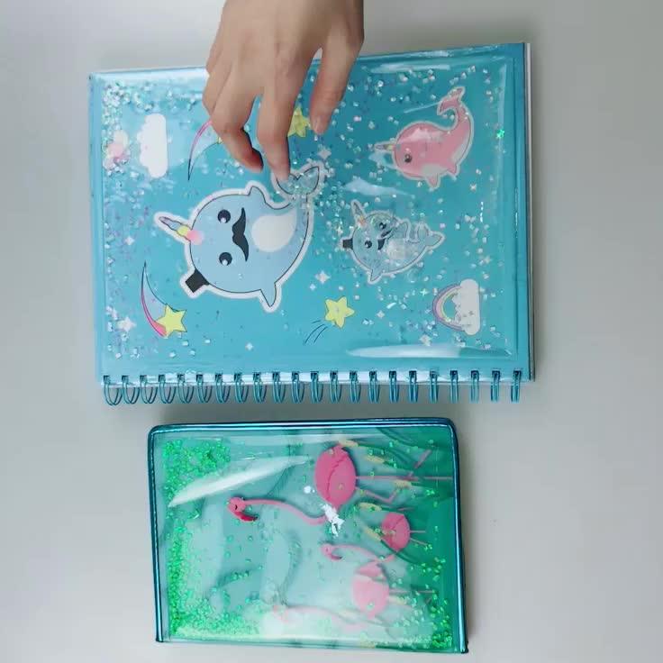 New Style Glitter Shake Sequin Oil Fashion Creative Liquid Notebook ...