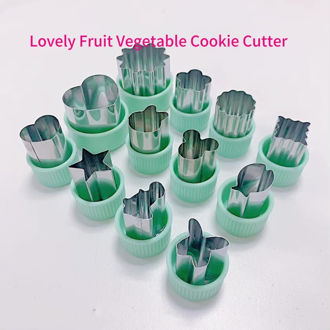 12pcs Set Vegetable Cutter Shapes Set Mini Cookie Fruit Pie Stamps Mold ...