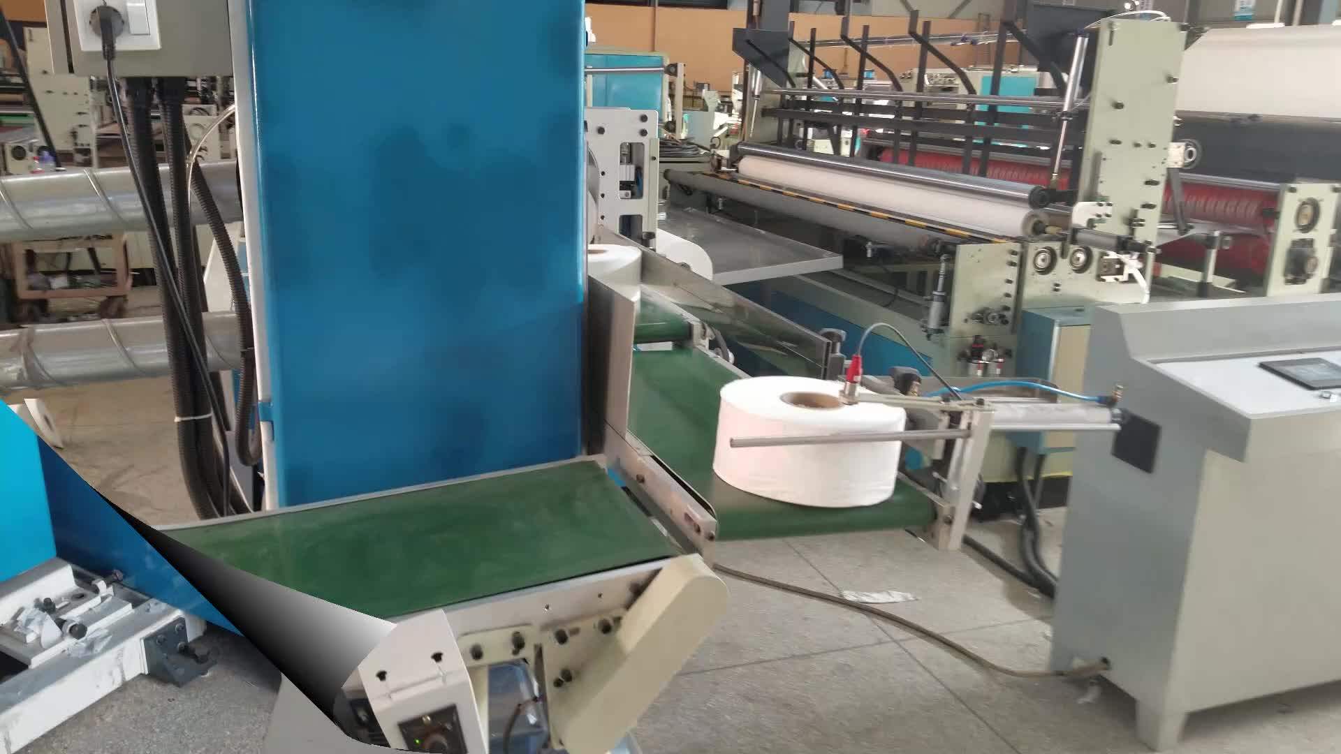 Automatic Hand Towel Maxi Roll Cutting Machine Jumbo Toilet Roll Band ...