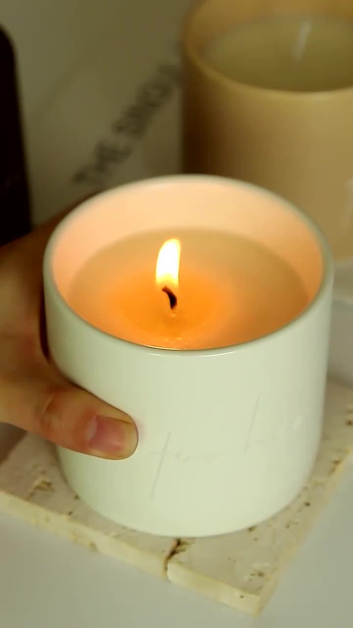 Custom Matte Candle Container Empty Cup Filling Wax Ceramic Scented ...