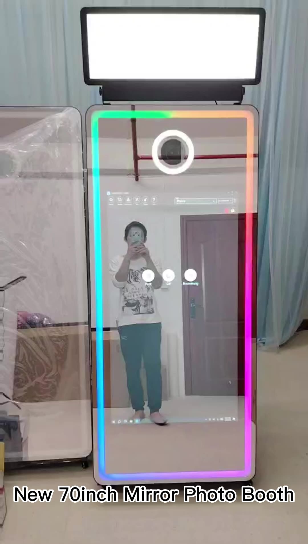 70 Inches Wedding Magic Selfie Mirror Automatic Camera Photo Booth For Shopping Mall Printer ...