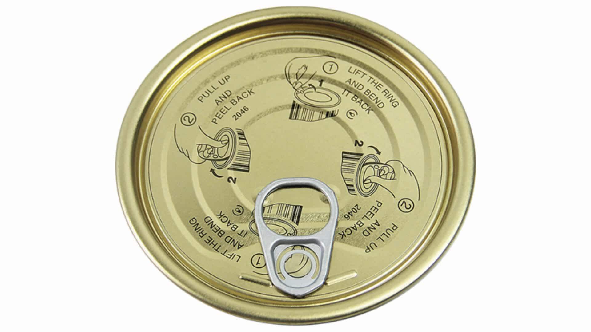 83mm 307 Tinplate Coating Easy Open Door For Fish Meat Can Lid Round ...