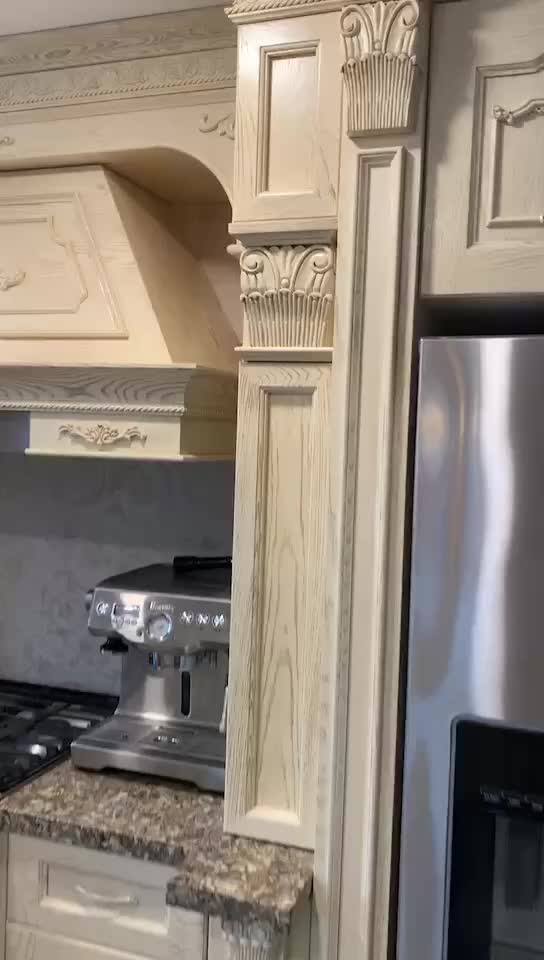 Majestic Antique White Ash Solid Wood Assembled Kitchen Cabinet With ...