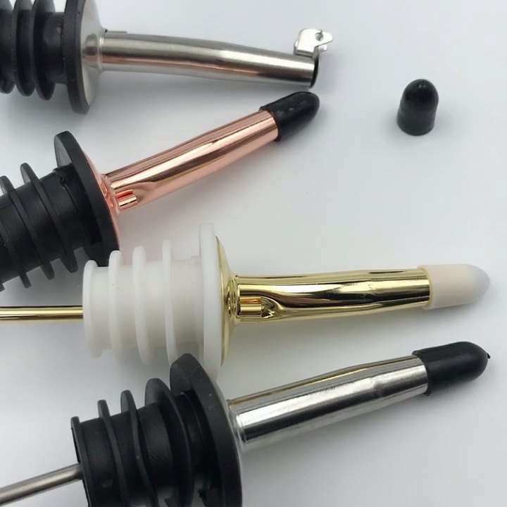 Stainless Steel Wine Pourer Bottle Automatic Lid Wine Cork Pour Spout ...