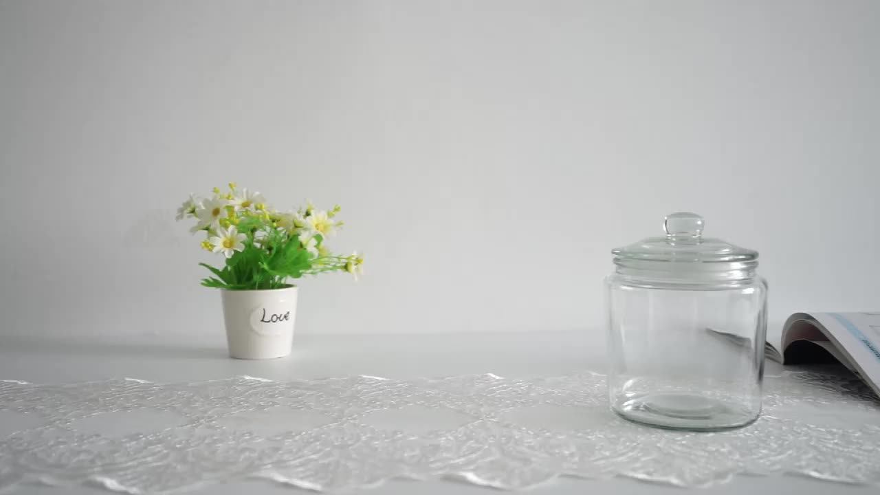 0.5 Gallon Round Shaped Storage Glass Food Cookie Jar - Buy Glass Food ...